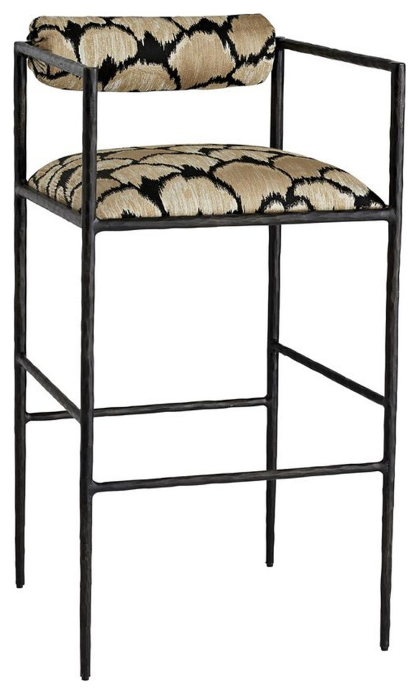 Barbana Bar Stool, Ocelot Embroidery, Iron, 39"H (4707 3FP9D ...