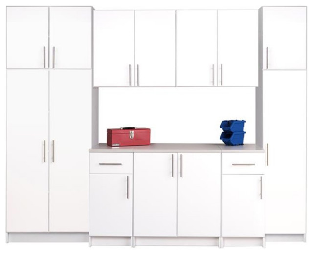 Prepac Elite Transitional Engineered Wood 9 Piece Garage Storage Set A ...