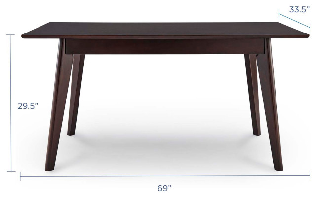 Dining Table, Rectangular, Wood, Drak Brown, Modern, Cafe Bistro ...