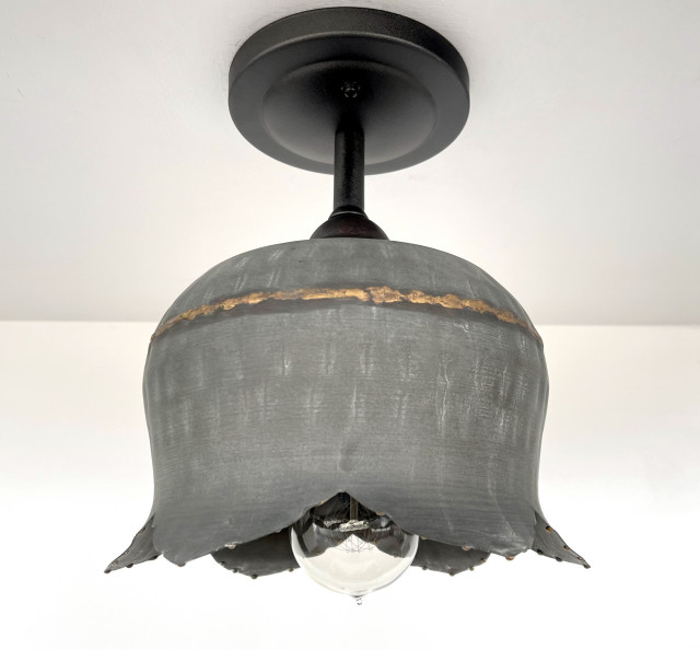 Farmhouse Galvanized Lotus Ceiling Light - Industrial - Flush-mount ...