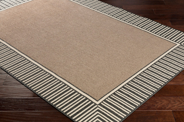 Alfresco Bordered Camel, Black Area Rug - Transitional - Outdoor Rugs ...