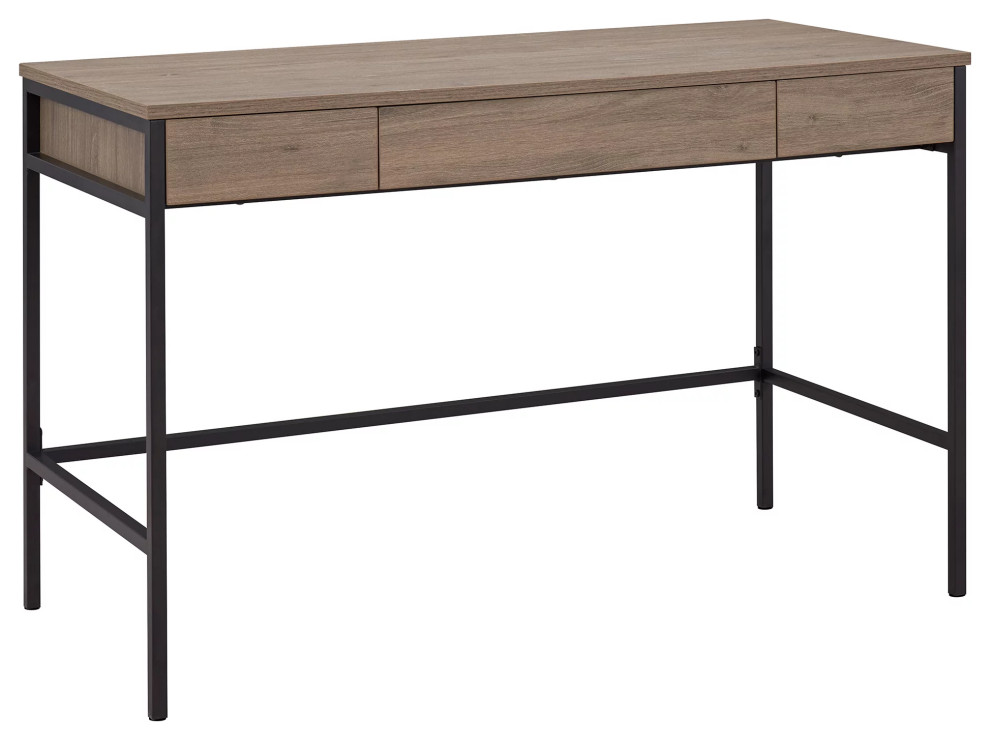 Transitional Desk, Open Frame With Worktop & Handless Drawers ...