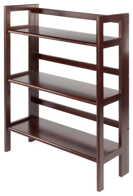 Winsome Terry 4-Tier Solid Wood Folding Book Shelf in Antique Walnut, 3 ...