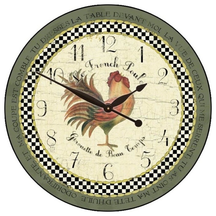 Le French Rooster Clock, 18" - Farmhouse - Wall Clocks - by Em and Em ...