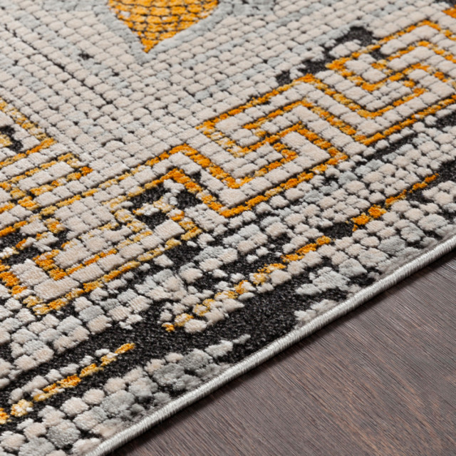 Venezia Updated Traditional Mustard, Bright Orange Area Rug, 9'3"x12'3 ...