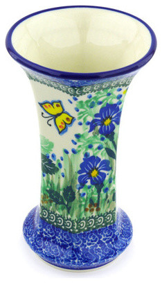 Polmedia Polish Pottery 7" Stoneware Vase - Mediterranean - Vases - by ...