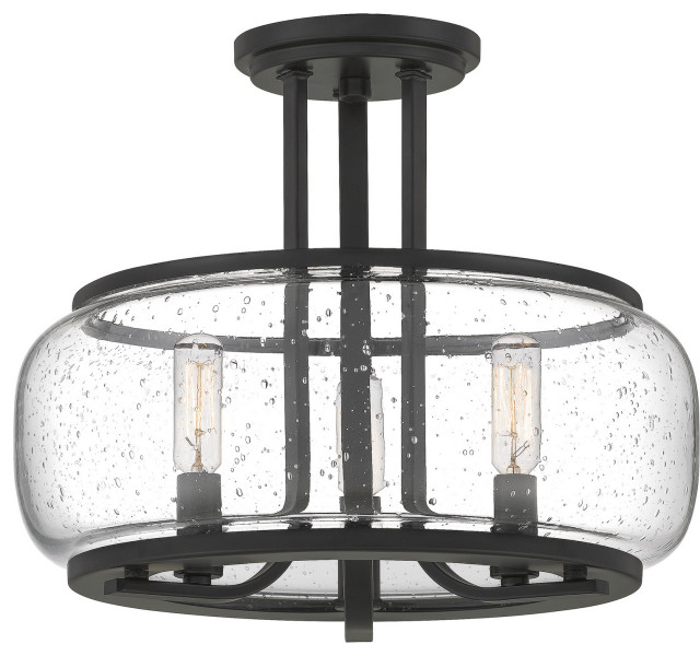 Quoizel PRUS1714MBK Three Light Semi Flush Mount Pruitt Matte Black ...