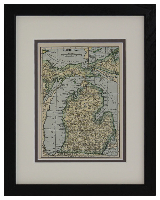 Original Michigan Map, Framed Vintage Michigan Map, Authentic 1920s Map ...