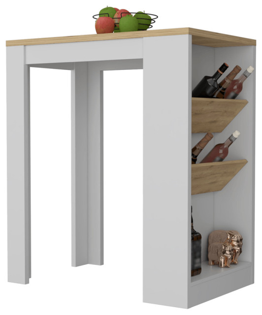 White And Natural 36" Kitchen Island With Storage - Transitional ...