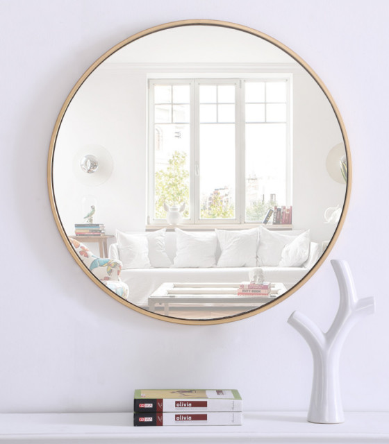Elegant Eternity Metal Frame Round Mirror 28" Brass Finish ...