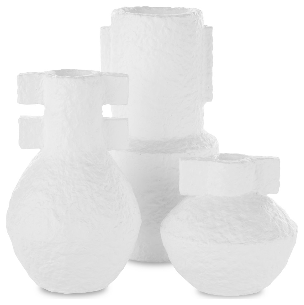Aegean White Vase, Set of 3 - Transitional - Vases - by Sideboards and ...
