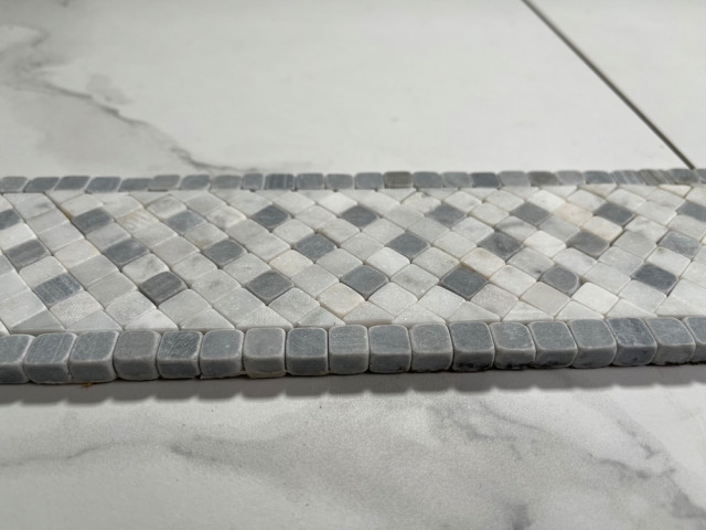 Marble Mosaic Border Bathroom Listello Tile Inca Sky 3.25x12 Tumbled, 1 ...