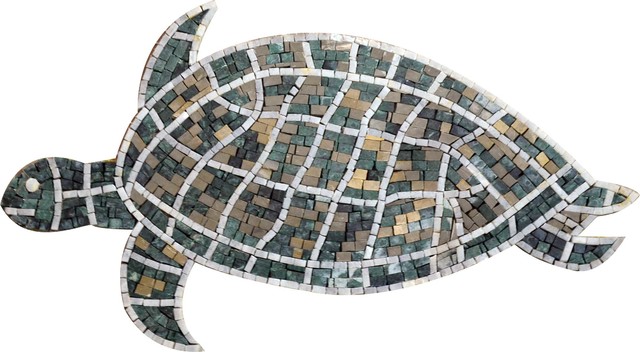Turtle Marble Mosaic Art, 19x10 - Beach Style - Tile Murals - by ...