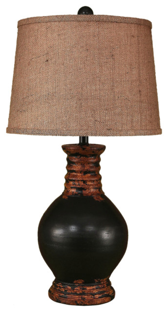 Aged Black Ribbed-Neck Table Lamp - Farmhouse - Table Lamps - by ...