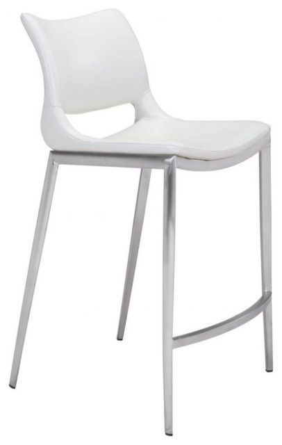 Sterling Counter Stool White/Silver Set of 2 - Midcentury - Bar Stools ...