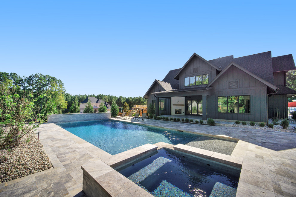 Black Modern Farmhouse - Farmhouse - Pool - Charlotte - by Linnane ...