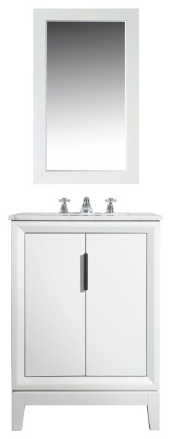 Elizabeth 24" Single Sink Carrara White Marble Vanity - Transitional ...