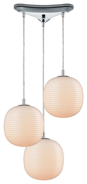 Beehive 3 Light Triangle Pan Pendant, Polished Chrome, Opal White ...