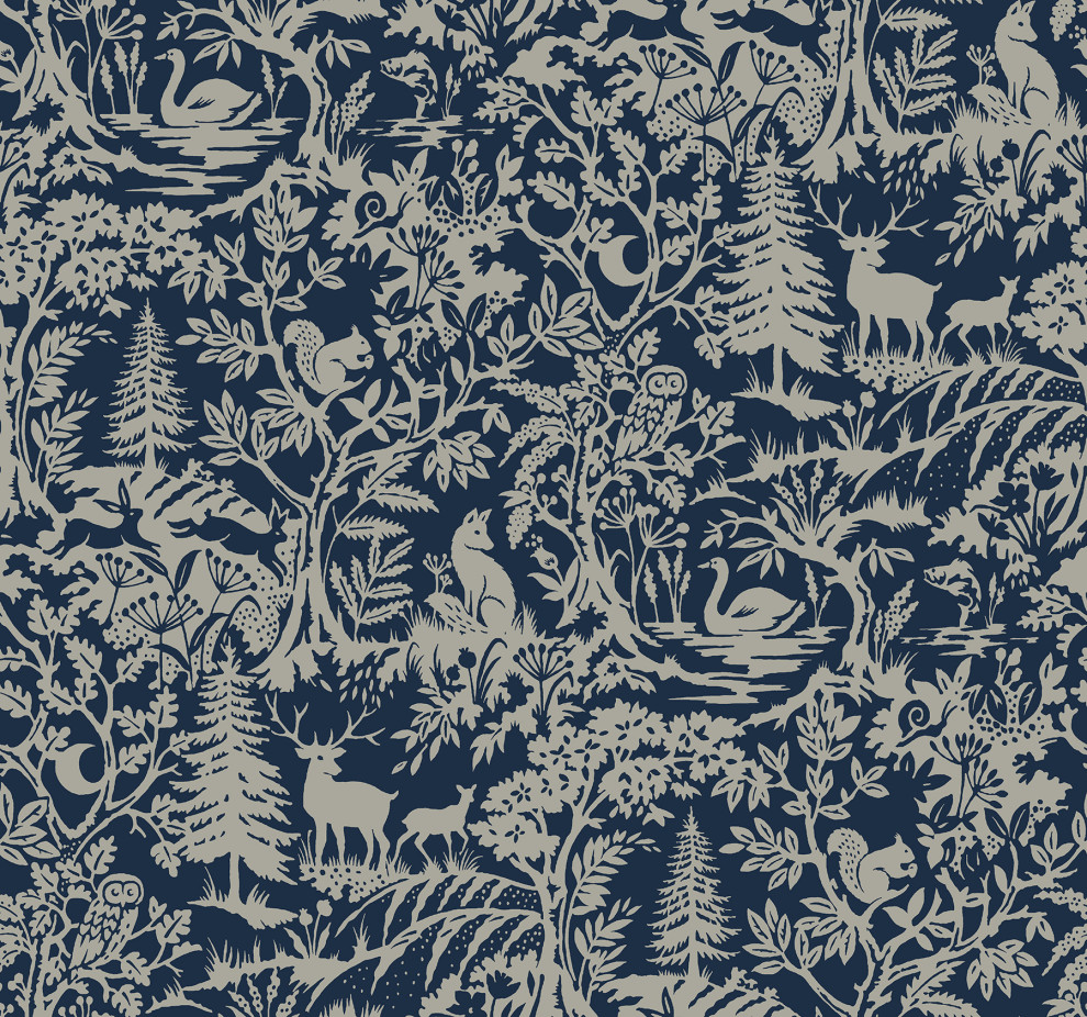 Alrick Navy Forest Venture Wallpaper, Swatch - Rustic - Wallpaper - by ...