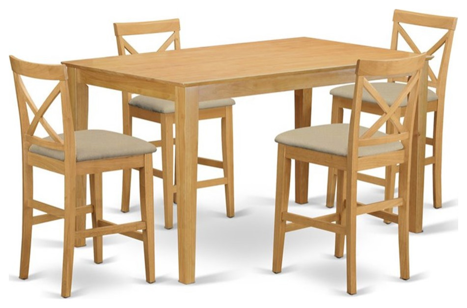 Atlin Designs 5-piece Wood Pub Table and Dining Chairs in Oak ...