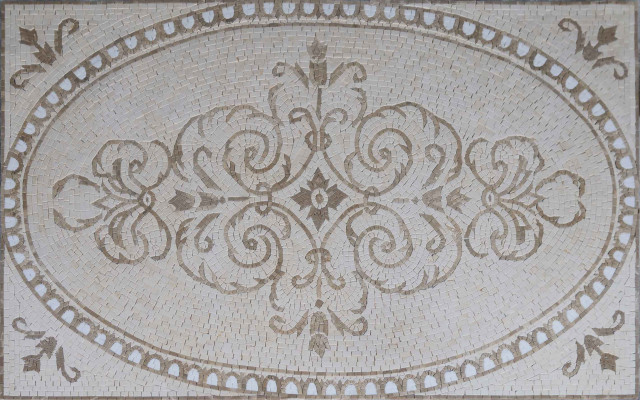 Arabesque Marble Rug Mosaic - Saskia, 46" x 31" - Traditional - Tile ...