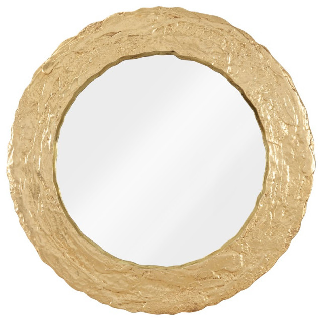 Molten Mirror, Round, Gold Leaf, 38x2x38"h - Contemporary - Wall ...