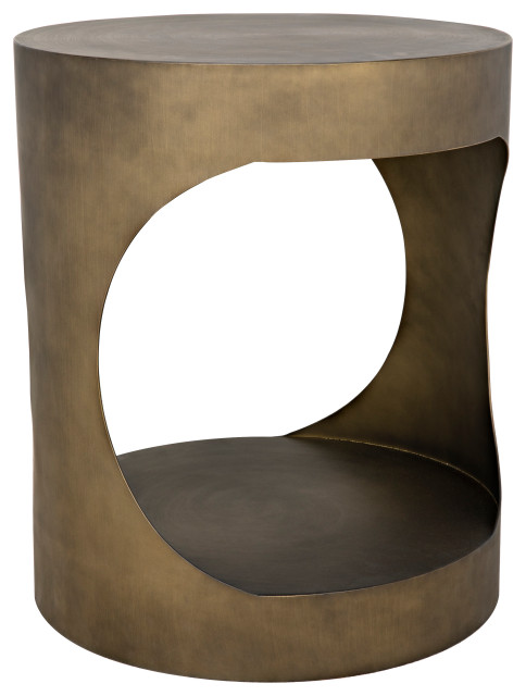 Eclipse Round Side Table, Metal With Aged Brass Finish - Contemporary ...