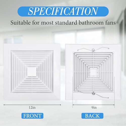 2-Piece Exhaust Ceiling Fan Grille With Springs Plastic Vent, 12x12 ...