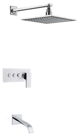 Fontana Rio Chrome Wall Mount LED Shower Set, Two Function Mixer ...