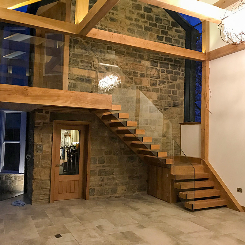 Award winning double height oak framework extension - Staircase - Other ...