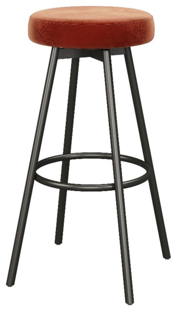 Pemberly Row 29.25" Metal & Fabric Bar Stool in Rust (Set of 2 ...