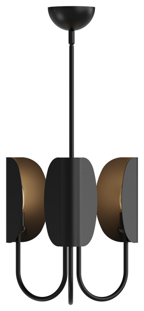 Seno 3-Head 15" Chandelier Matte Black Matte White Interior E12 60Wx3 ...