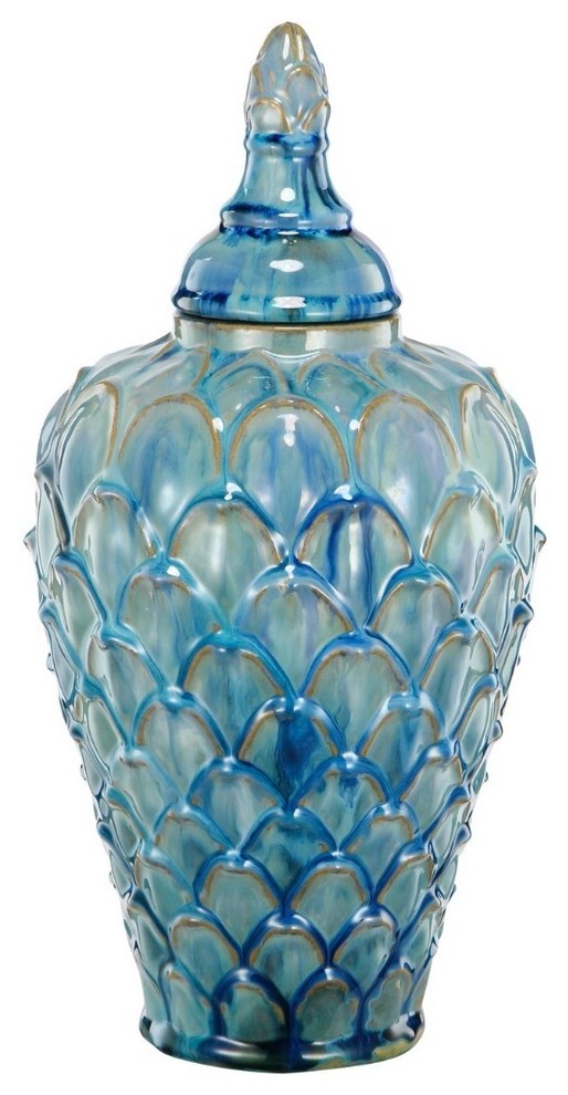 Ceramic Lidded Jar, Blue - Farmhouse - Decorative Jars And Urns - by ...