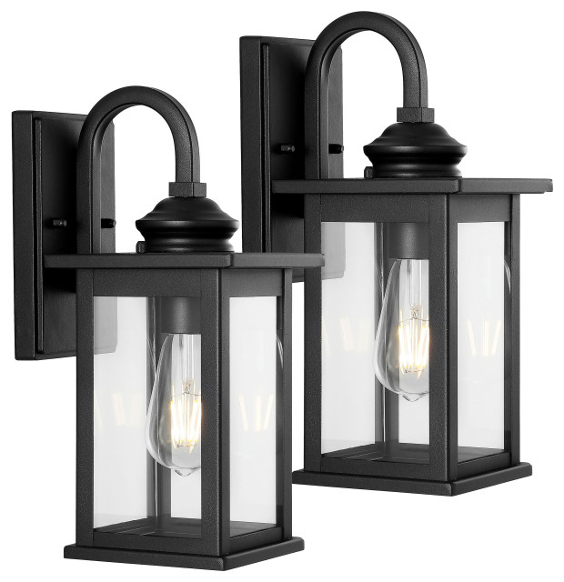 Cary 5.9" 1-Light Iron/Glass Modern Lantern LED Outdoor Lantern, Black ...