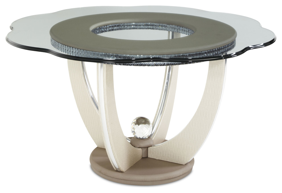 AICO Michael Amini Overture 60" Shaped Glass Dining Table ...