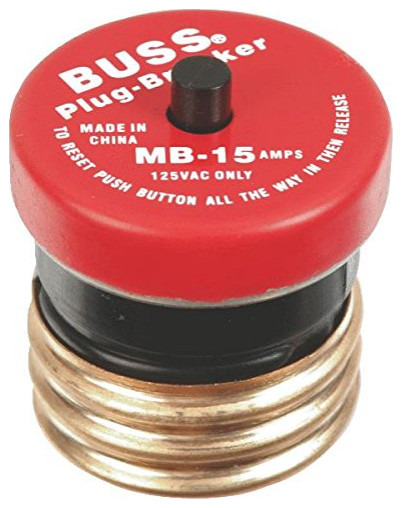 Cooper Bussmann BP/MB-15 Edison Base Plug Fuse Circuit Breaker, 15A ...