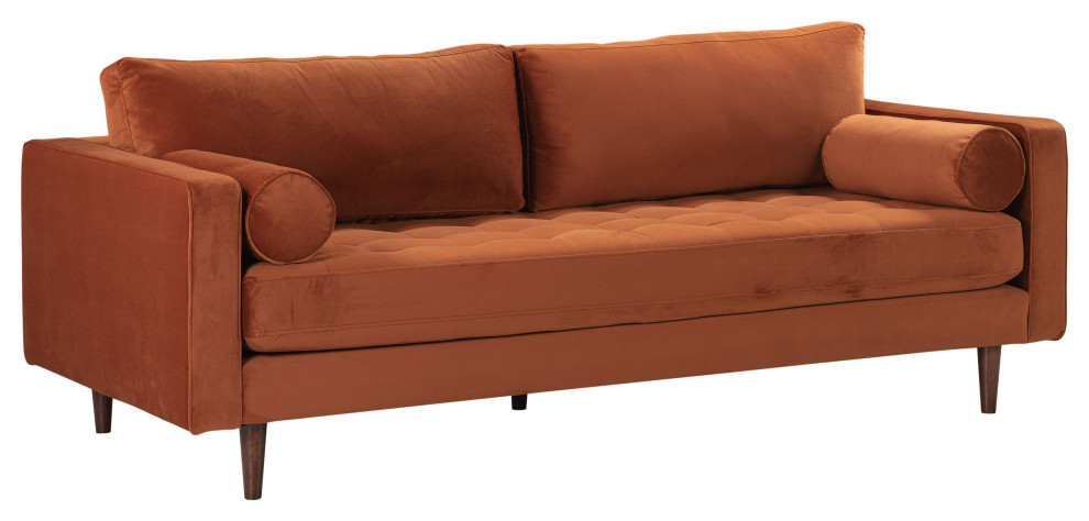 Cave Burnt Sienna Velvet Sofa - Midcentury - Sofas - by Homesquare | Houzz