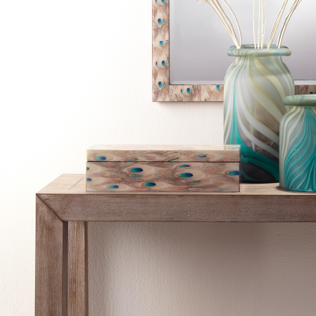 White Lacquer Plume Rectangle Box - Tropical - Decorative Boxes - by ...