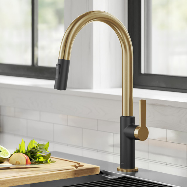 Oletto Single Handle Pull-Down Kitchen Faucet - Contemporary - Kitchen ...