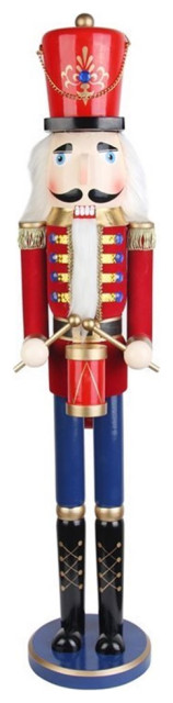 Pemberly Row Solid Wood Nutcracker Drummer Soldier in Multi-Color ...