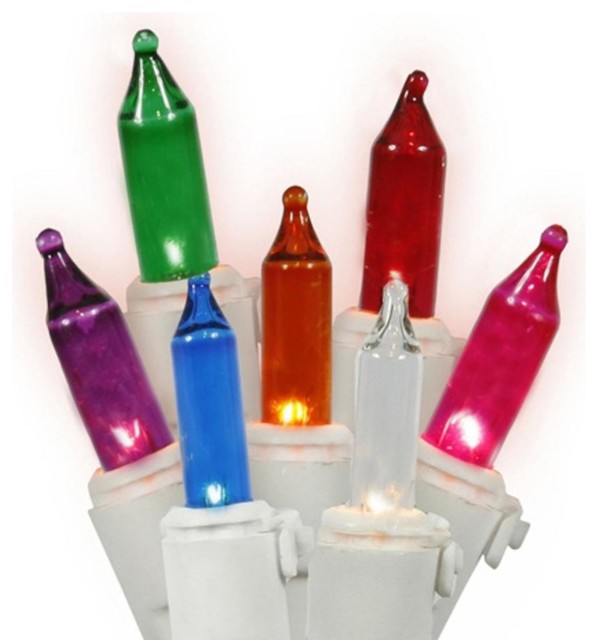Multicolor LED Mini Christmas Lights, White Wire - Contemporary ...