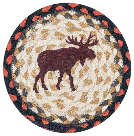 Moose Round Large Coaster 7"x7" - Rustic - Coasters - by Uber Bazaar ...
