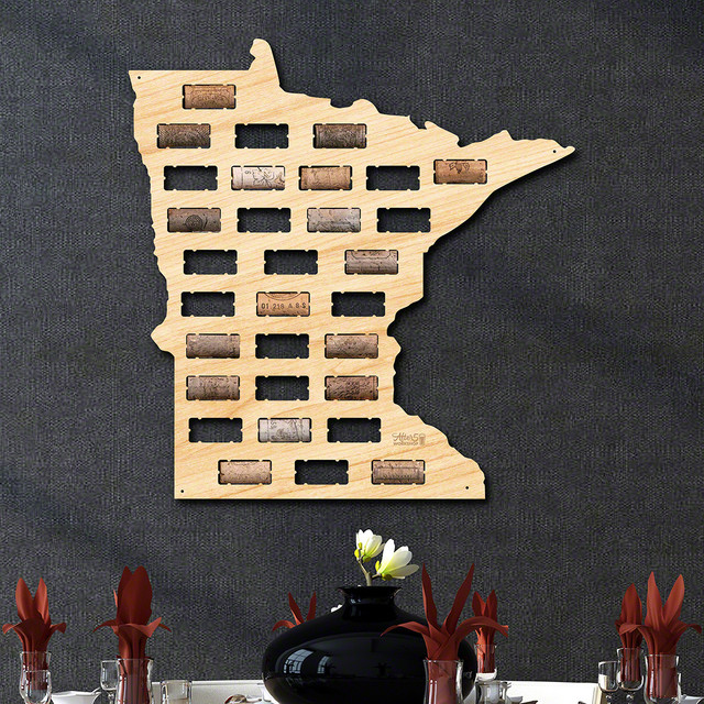Minnesota Wine Cork Map - Contemporary - Wall Accents - by Home Wet Bar ...