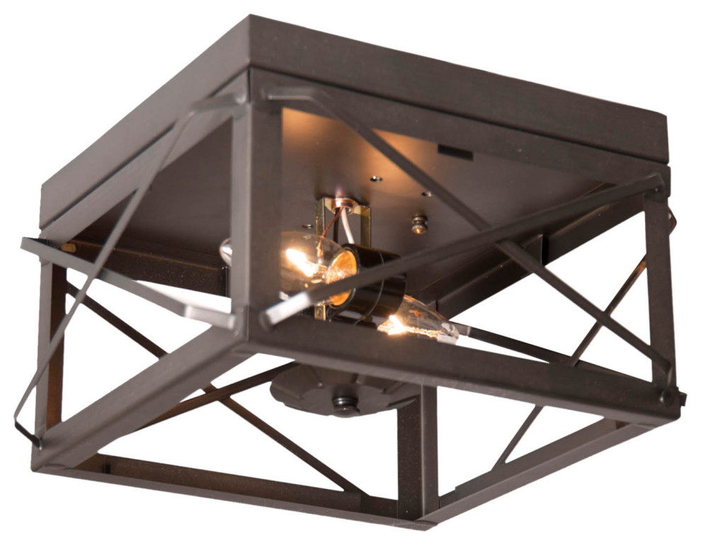 Irvin's Country Tinware Double Ceiling Light with Folded Bars in Kettle ...