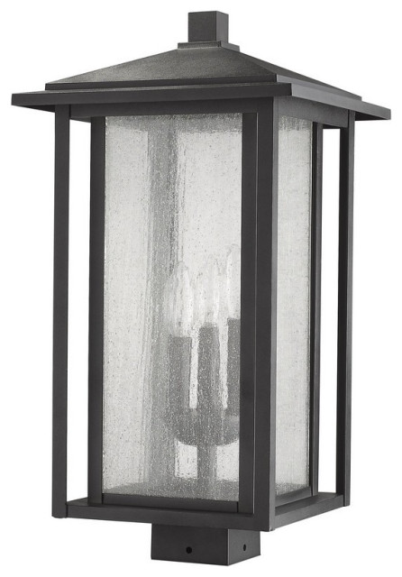 3 Light Outdoor Post Mount Lantern in Urban Style - 11 Inches Wide by ...