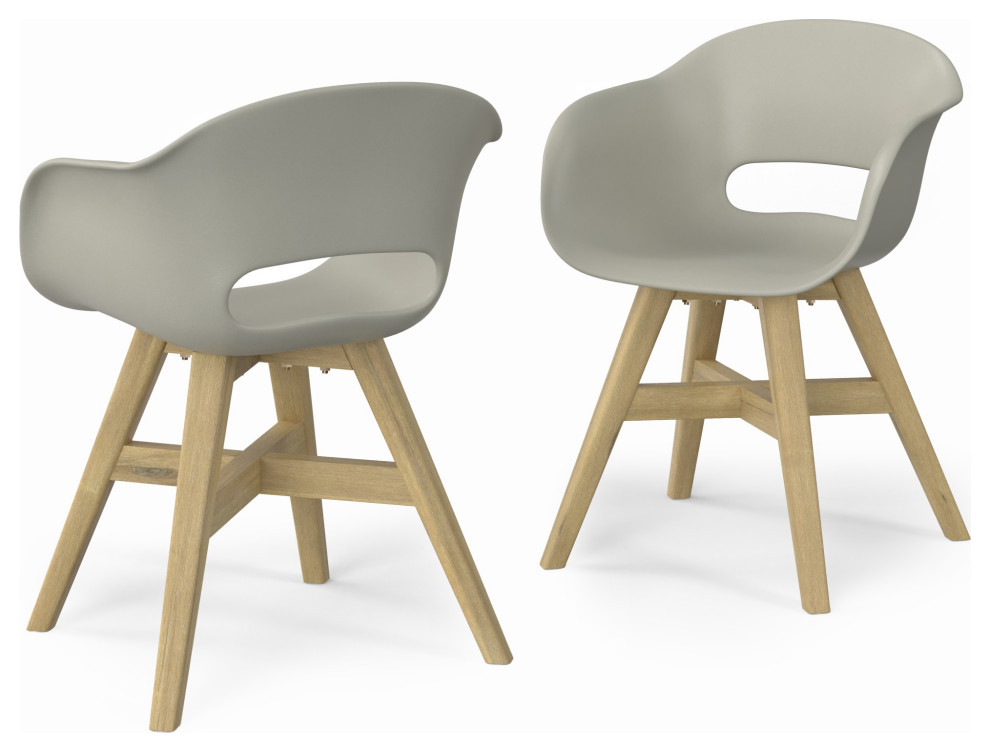 Kona Outdoor Dining Chair in Plastic, Set of 2 in Taupe - Midcentury ...