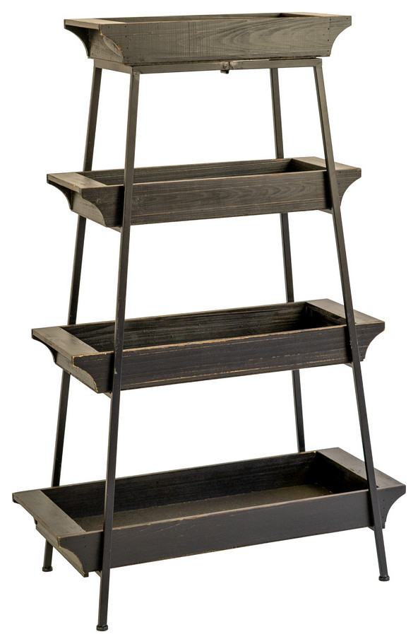 Four Tiered Wood and Iron Display Tower - Industrial - Display And Wall ...