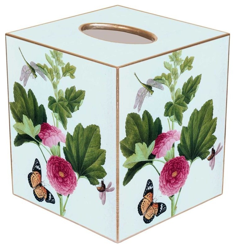 TB344 - Pink Peony & Butterfly Tissue Box Cover - Farmhouse - Tissue ...