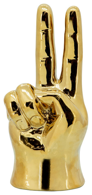 8" Peace Sign, Gold - Contemporary - Decorative Objects And Figurines ...