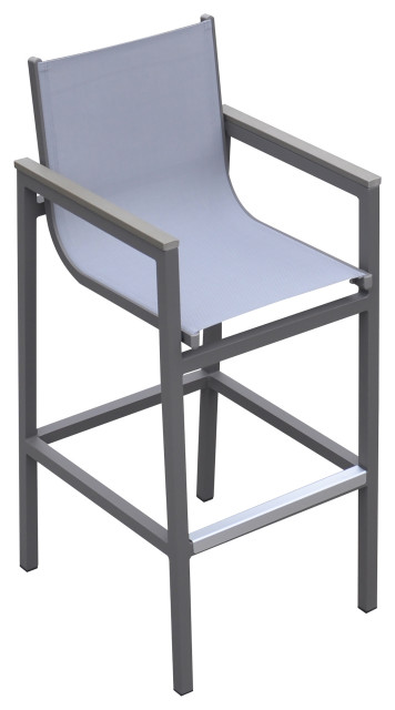 Marina Patio Barstool in Grey Powder Coated Finish - Transitional ...